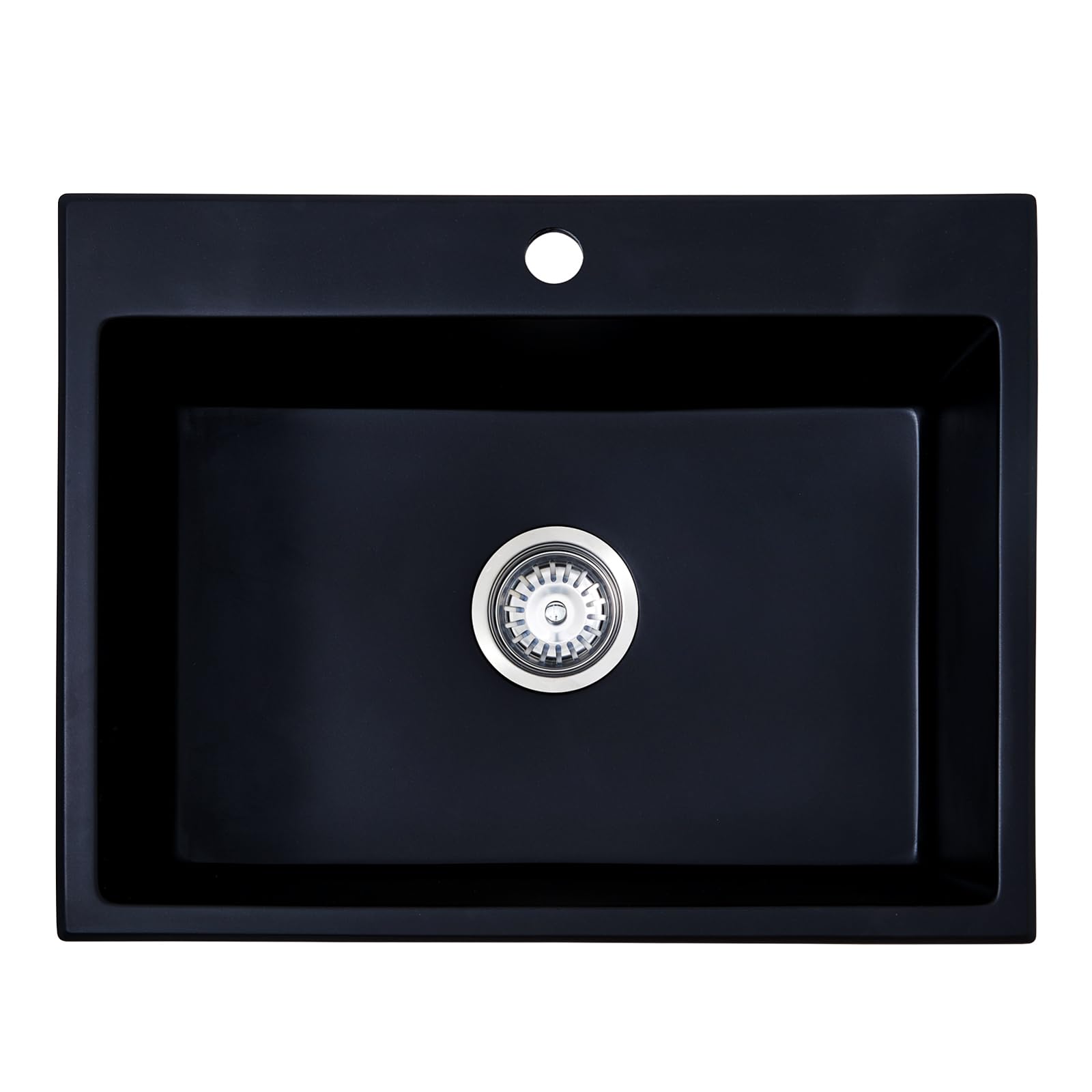 24 Inch Black Quartz drop in Kitchen Sink,24 x 18 in Small Granite ...