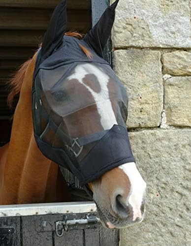 Nobleza Mesh Fly Mask With Ears, Half Face Masks, Breathable Anti ...