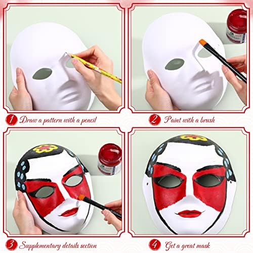 Amazon.com: Glimin 50 Pcs Paper Mache Mask Paintable Mask White Craft ...