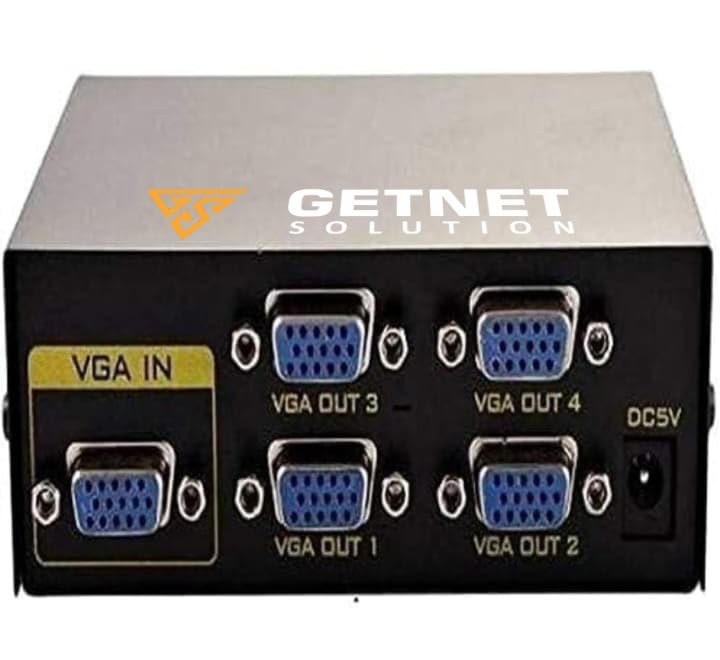 GETNET SOLUTION 4 Port VGA Splitter Sharing Switch Box (4 VGA Out/1 VGA ...