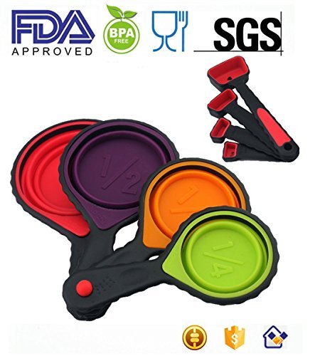 Amazon.com: Portable Collapsible Silicone Measuring Cups & Spoons, 8 ...