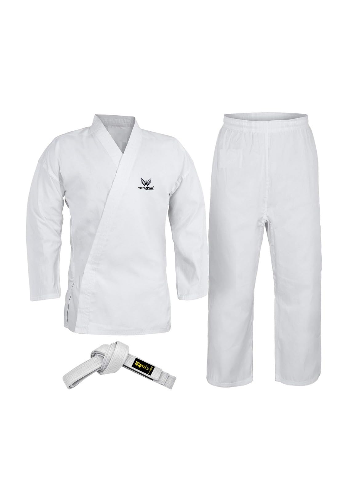 SPO-Zone Karate Dress Uniform with Free Belt, White Karate Gi for Kids ...