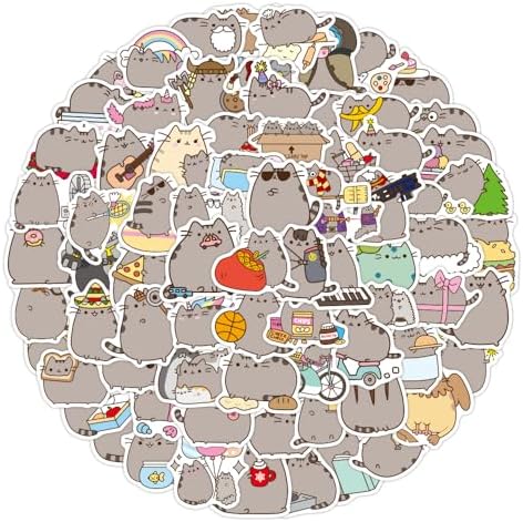100pcs Pusheen Cat Stickers, Vinyl Waterproof Stickers for Water Bottle ...