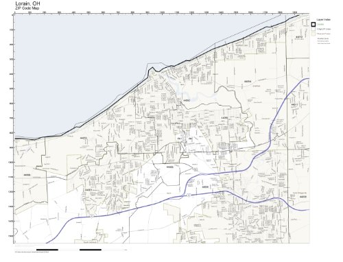 ZIP Code Wall Map of Lorain, OH ZIP Code Map Laminated: Amazon.com: Office Products