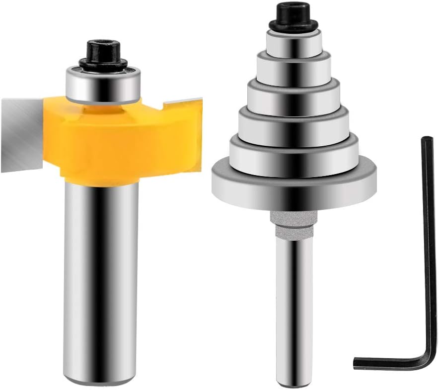 HandsEase Rabbet Router Bit with 6 Bearings Set - 1/8", 1/4", 5/16", 3/ ...