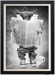 Amazon.de: Parksmoonprints Highland Cattle On Toilet Schwarz und Weiß – Lustiger Badezimmer ...