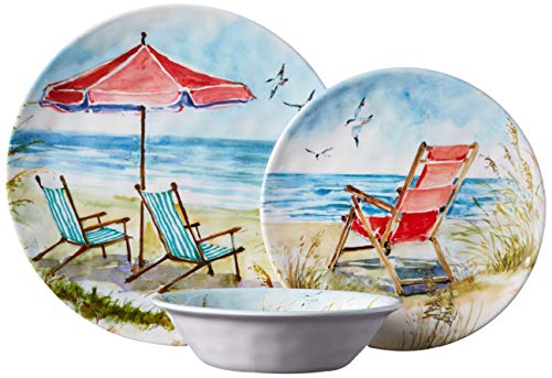 Beach Umbrella Ocean View Dinnerware Set Multicolor