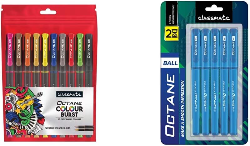 Classmate Octane Colour Burst - Count Of 10 (Assorted) Octane Ball Pen ...