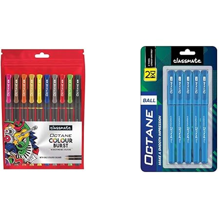 Classmate Octane Colour Burst - Count Of 10 (Assorted) Octane Ball Pen ...