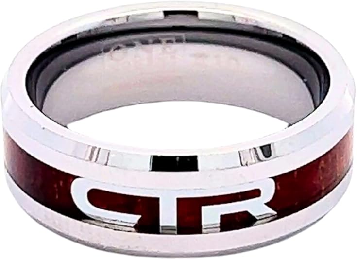 J185 Size 8 Duo Titanium Ion Wood & Steel Ring Mormon One Moment In ...