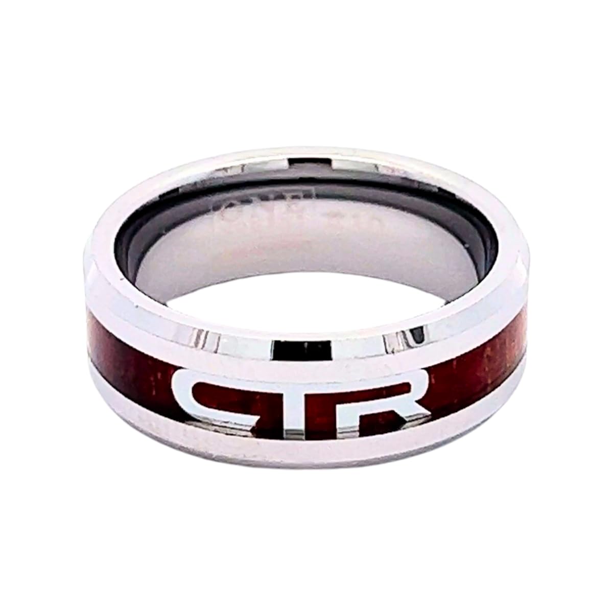 J185 Size 8 Duo Titanium Ion Wood & Steel Ring Mormon One Moment In ...