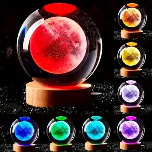 Buy GITGRNTH 3D Crystal Ball Lamp with 16 Colors Changing LED Wooden ...