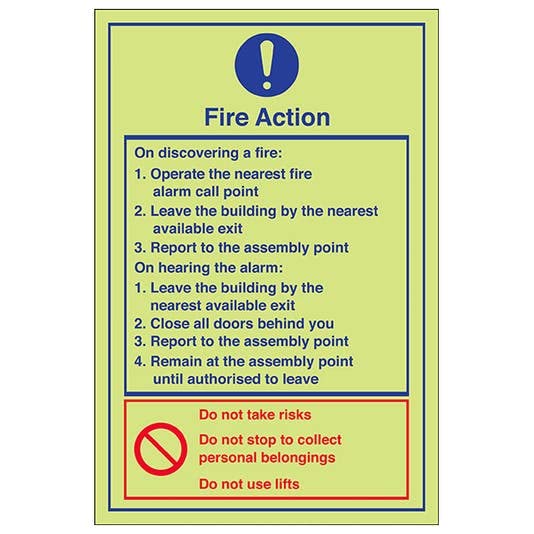 Fire Action - Basic Design Signage Sticker, Waterproof Sticker : Amazon ...