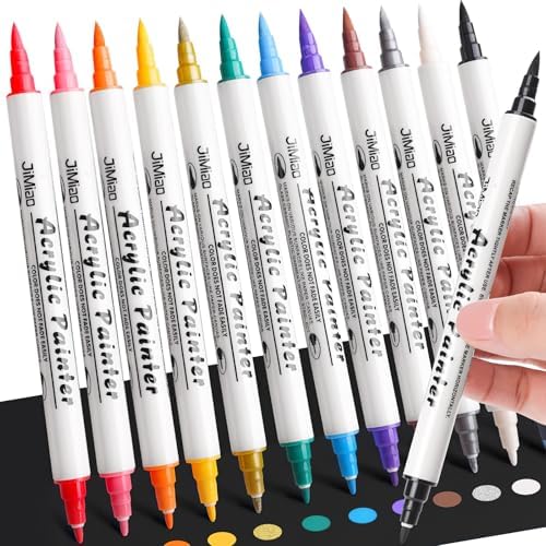 Amazon.com: Woomer 12 Colors Acrylic Paint Pens for Rock Painting, Dual ...