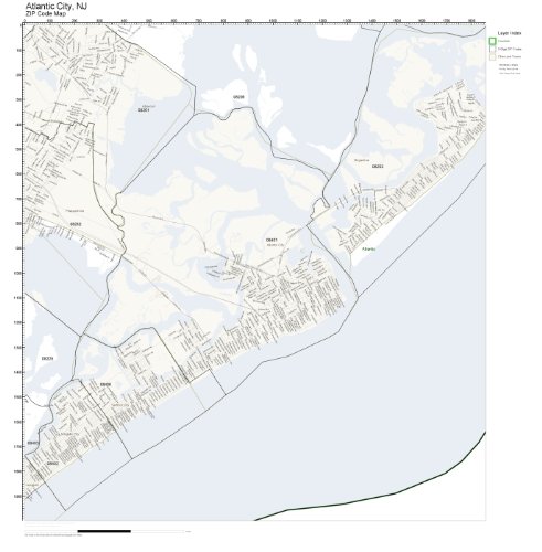 ZIP Code Wall Map of Atlantic City, NJ ZIP Code Map Laminated: Amazon ...