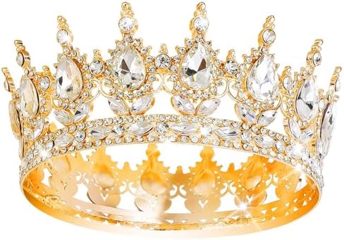 Amazon.com: Santfe 4" Height Luxury Full Crown Clear Rhinestone Crystal ...