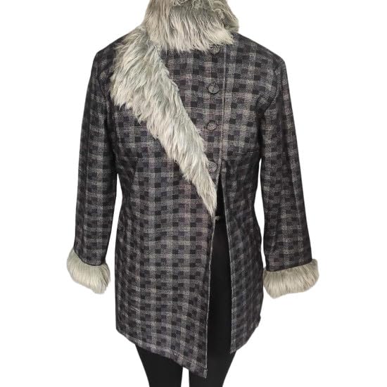 Buy GraspaDeal Fancy Woolen Checks Jacket/Overcoat With Fur, Modern ...