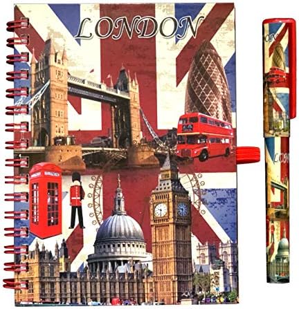 Union Jack Notebook and Matching Pen - Medium A6 Size/London Souvenir ...