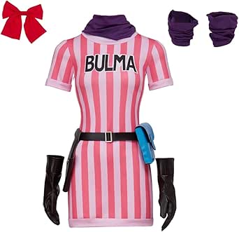 Amazon.com: Willyacos Bulma Cosplay Costume Pink Dress Outfit Full Suit ...
