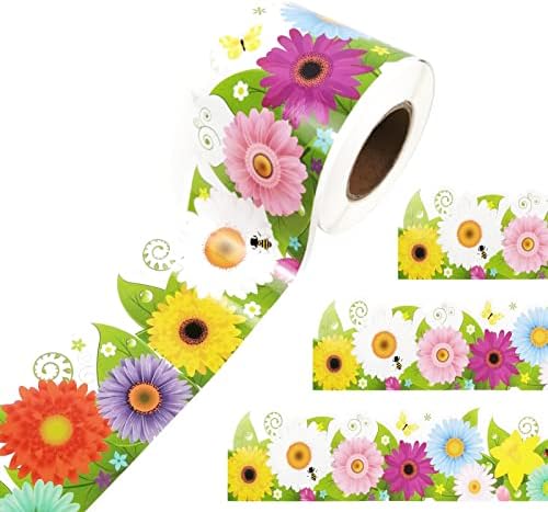 Amazon.com: AnyDesign 65Ft Watercolor Wild Floral Bulletin Boards ...