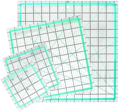 MANUFORE 4pcs Square Quilting Ruler Set (12.5”/ 9.5”/ 6”/ 4.5”) Acrylic ...
