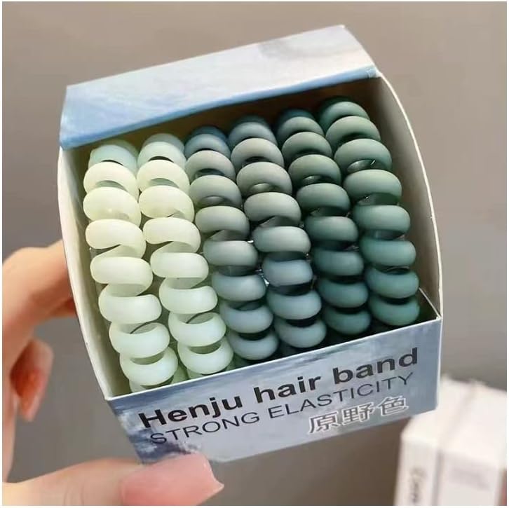 Amazon.com : 6pcs Spiral Hair Ties for Women Phone Cord Tellie Telly ...