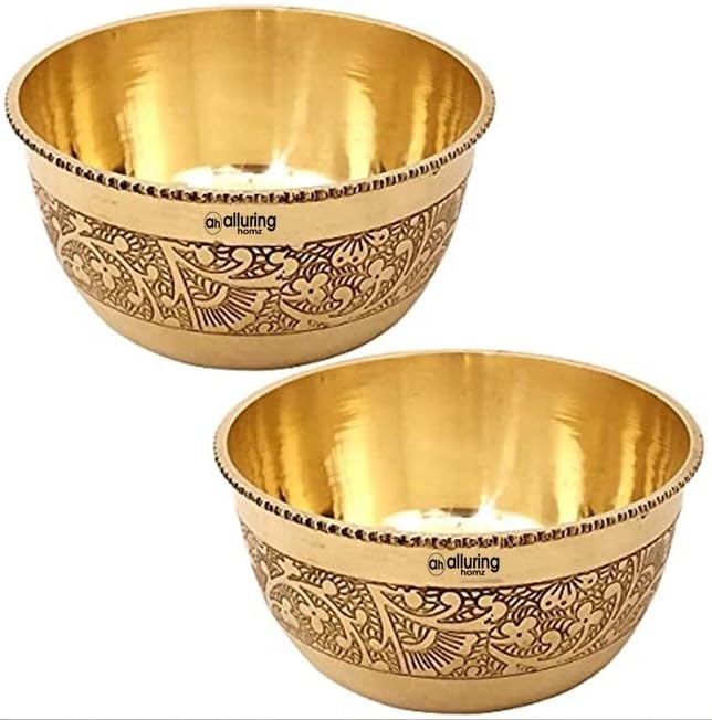 Buy Alluring Homz Embossed Pure Brass katori/Bowl, Small Beaded Bowl ...