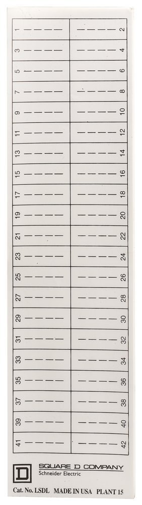 SCHNEIDER ELECTRIC Load Center Qo-Plus HOM Directory Label 1/42 LSDL ...