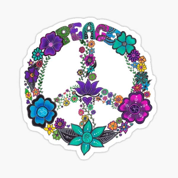 Amazon.com - AK Colourful Flower Peace Sign Vinyl Sticker Decal for car ...