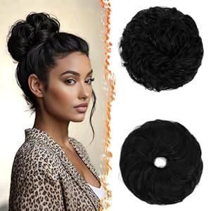 Amazon.com : BARSDAR 2 PCS Messy Bun Hair Pieces - Elastic Jet Black ...