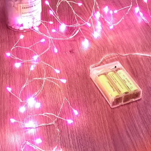 Amazon.com: RTGS 30 LEDs Pink Color String Lights Silver Wire Indoor ...