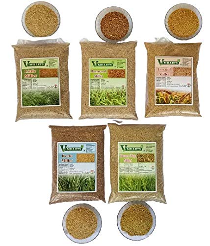 V Millets 5 Kg Millet Combo Pack Unpolished Little Millet | Desertcart ...