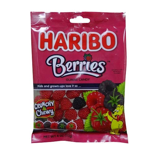 Amazon.com : GUMMY CANDY HARIBO RASPBERRIES 4 OZ PEG BAG, Case Pack of ...