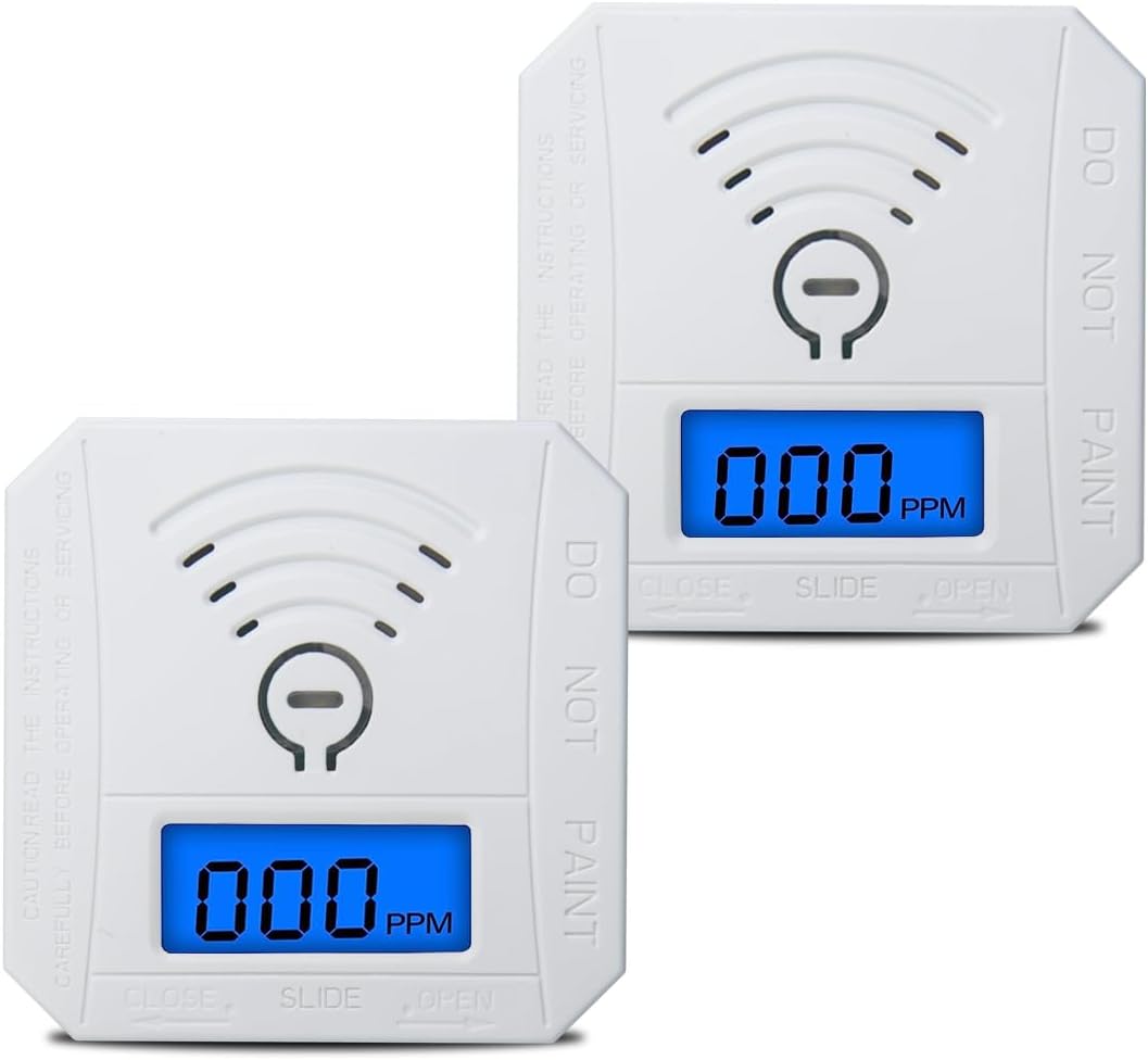 2 Pack Carbon Monoxide Detectors,CO Detectors Battery Powered,Carbon ...