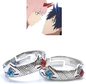 VNYIGDJS 2 Pcs Darling In The Franxx Lovers Ring, Anime 02 Zero Two ...