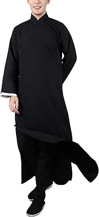 Moonetto Mens Cotton Linen Kung Fu Robe Chinese Martial Arts Uniform ...