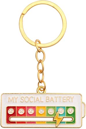 TREGOO My Social Battery Slider Keychain Mood Expressing Keyring Funny ...
