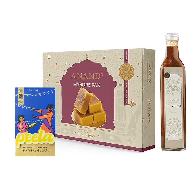 ANAND Mysore Pak Sweets Box - 500g | Holi Combo Pack with Organic Holi ...