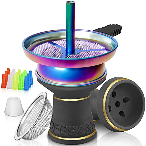 DFESKAH Shisha Kopf Set, Steinkopf mit Rainbow Kaminaufsatz & Dichtung ...