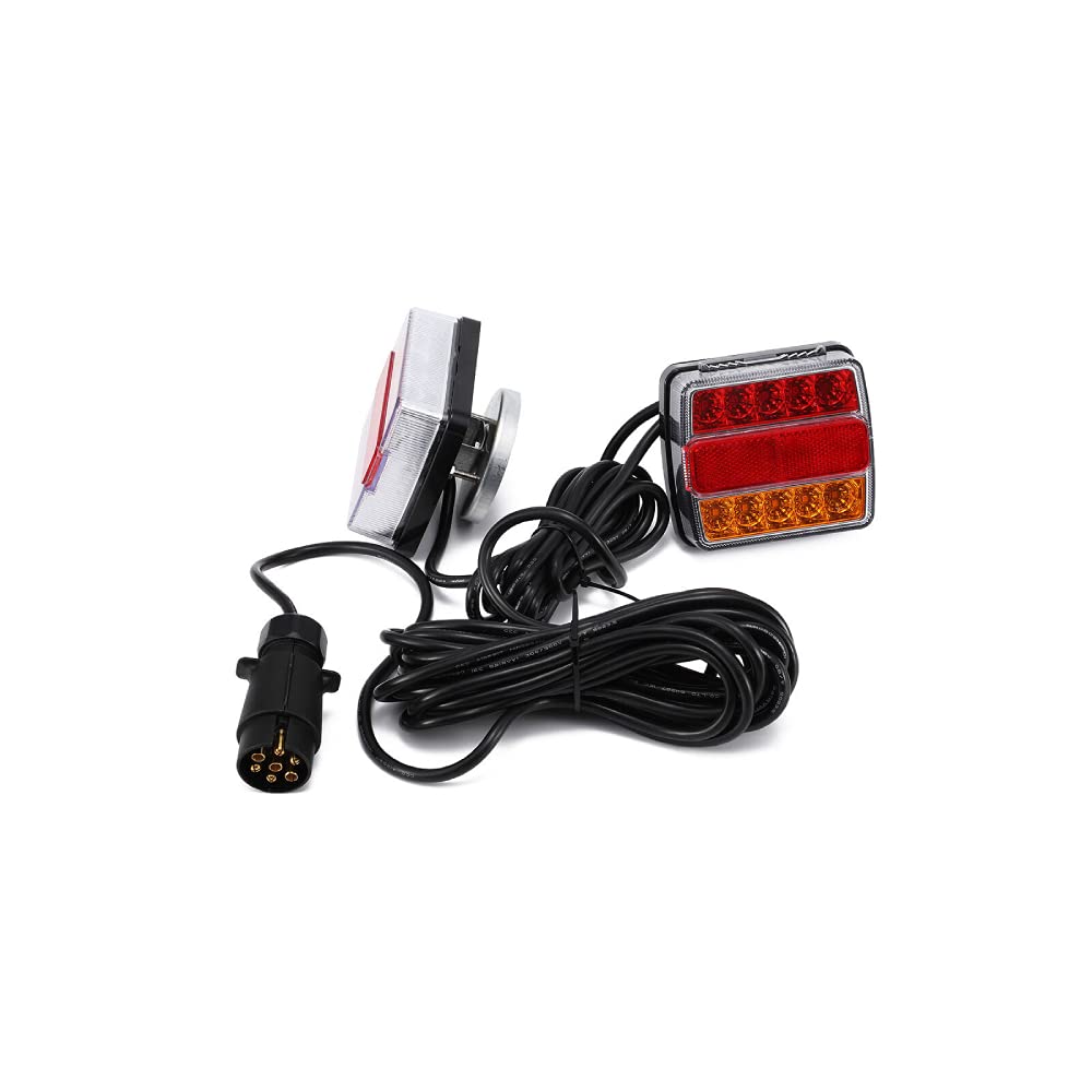 Bulipu 2pcs Trailer Rear Lights With 7.5m Cable Red Yellow Color LED ...