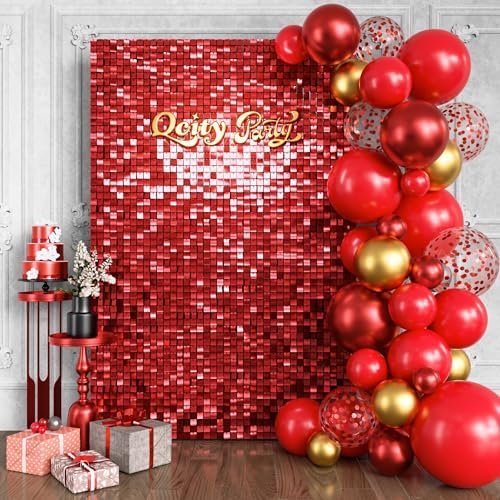 Amazon.com : 7x5ft Red Glitter Backdrops for Photography Red Bokeh ...