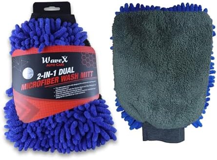 WaveX 2-in-1 Car Wash Mitt - Dual-Sided for Car Wash & Car Wax - Gentle ...