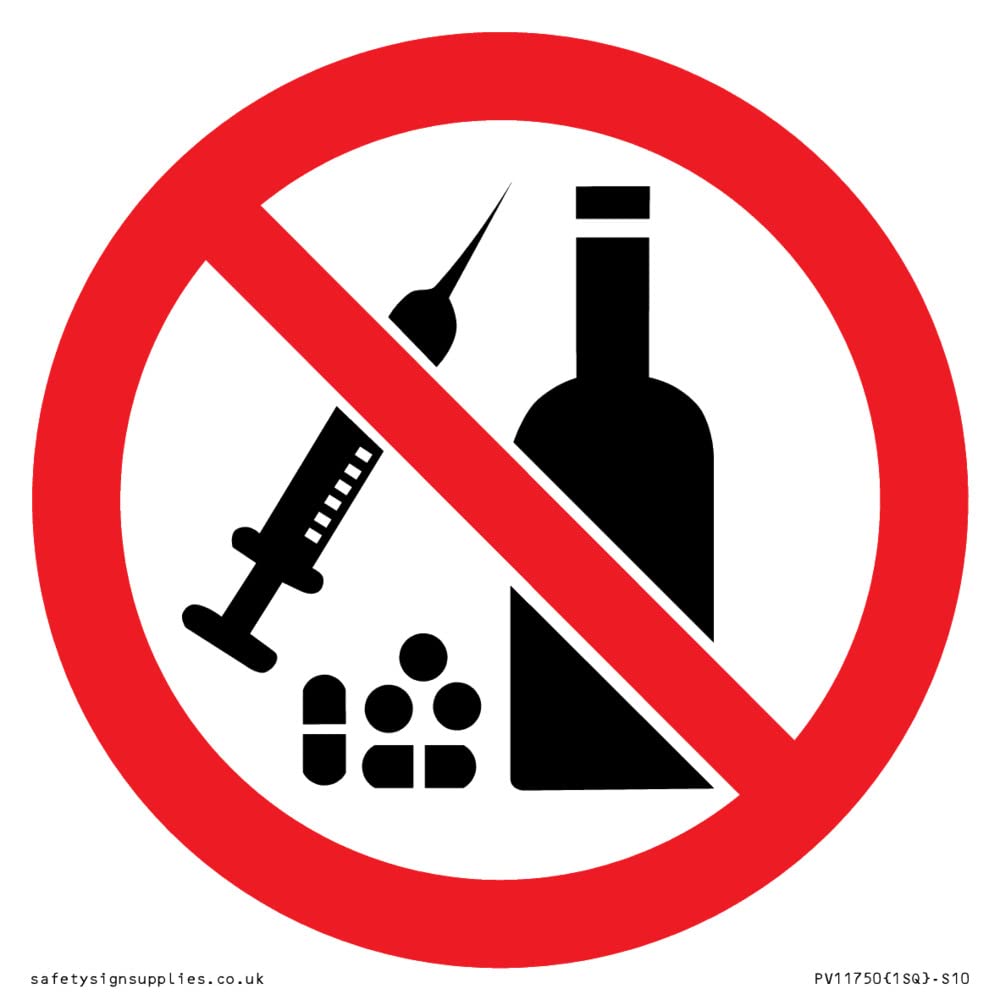 Viking Signs P908 Prohibition: No alcohol or drugs Sign - 100x100mm ...