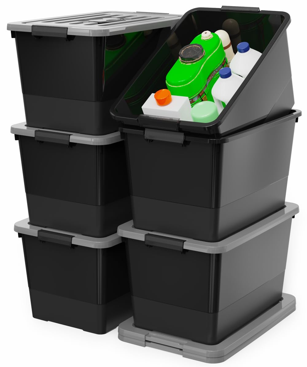 Snapklik.com : WYT 53 Quart Stackable Plastic Storage Bins