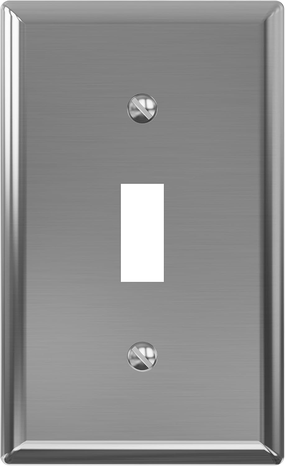 ELEGRP Toggle Light Switch Stainless Steel Wall Plate, 1-Gang Metal ...
