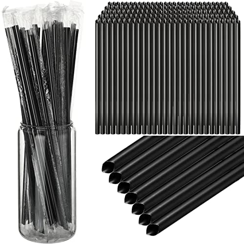 Amazon.com: Paper Wrapped Plastic Straws (Black, 200) : Health & Household