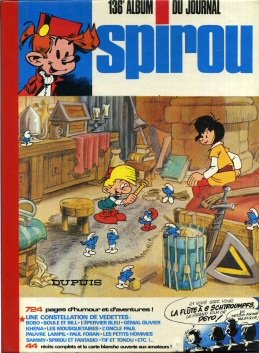 Spirou - reliure n° 136 - 1916 (02-01-75) à 1928 (27-03-75) - 1975 - couverture Peyo (Johan et ...