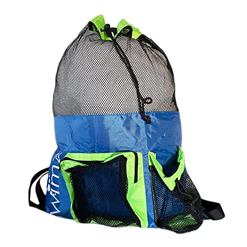 Swimz Elite Club Mesh Backpack - Blue/White/Lime, Large Swimming mesh ...
