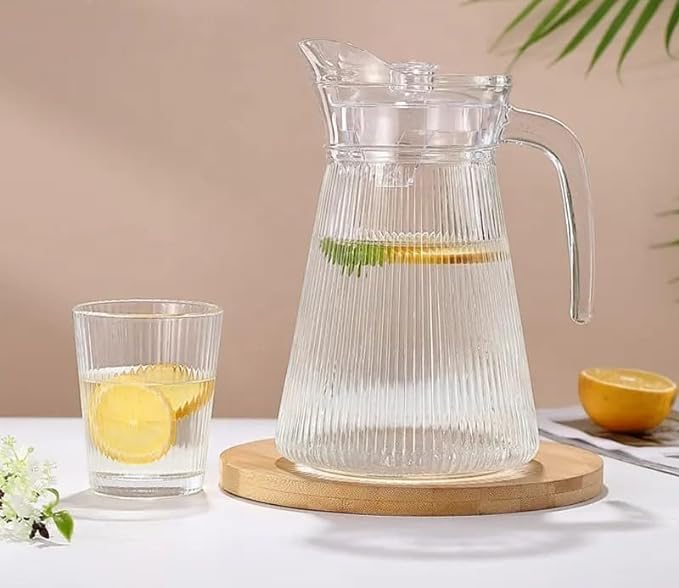 F Queen Creation Premium 1500ml 1 Piece Glass Jug with Plastic Lid ...