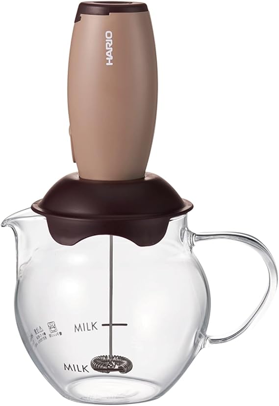 Amazon.com: Hario"Qto" Electric Milk Frother with Server, 100ml, Brown: Home & Kitchen